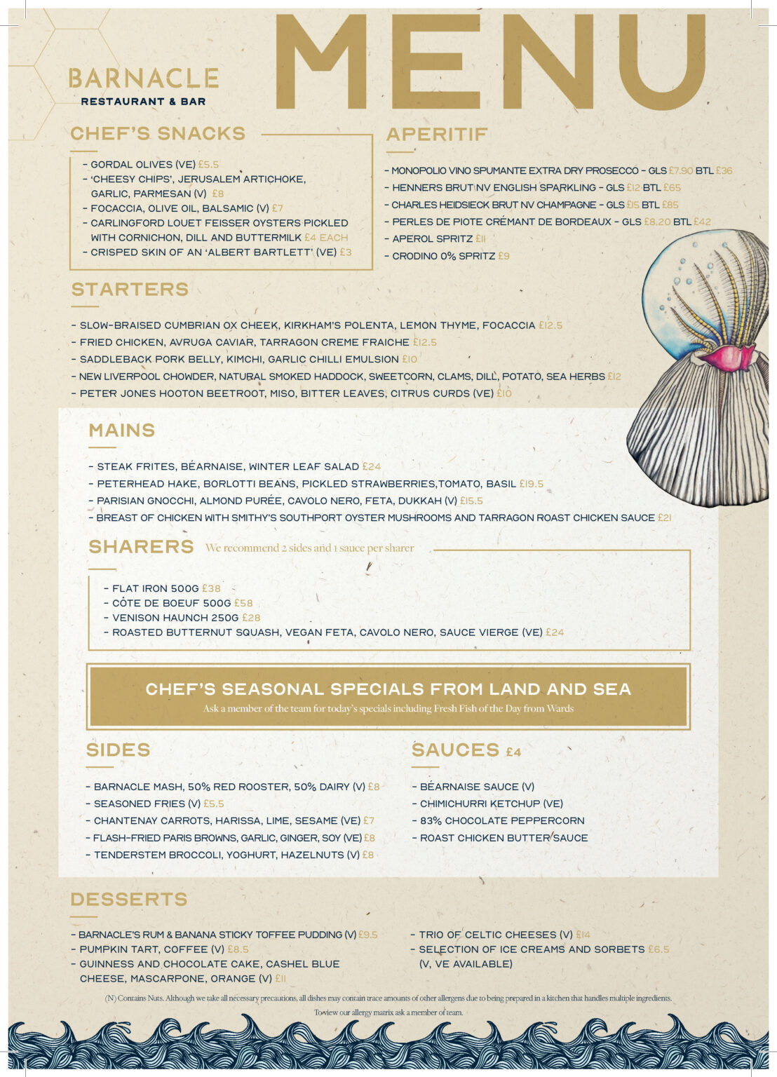 Menus - Barnacle Restaurant & bar